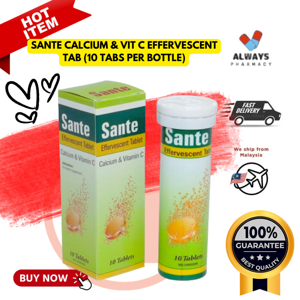 CLEARANCE EXP 04/2024 - SANTE CALCIUM & VITAMIN C EFFERVESCENT TAB (10 ...