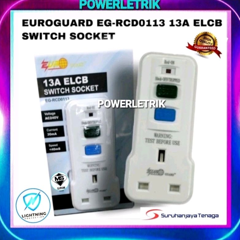 🔥 READY STOCK🔥 UK 13A 3PIN 30mA RCD ADAPTOR / UK 13A PLUG IN RCD ELCB ...