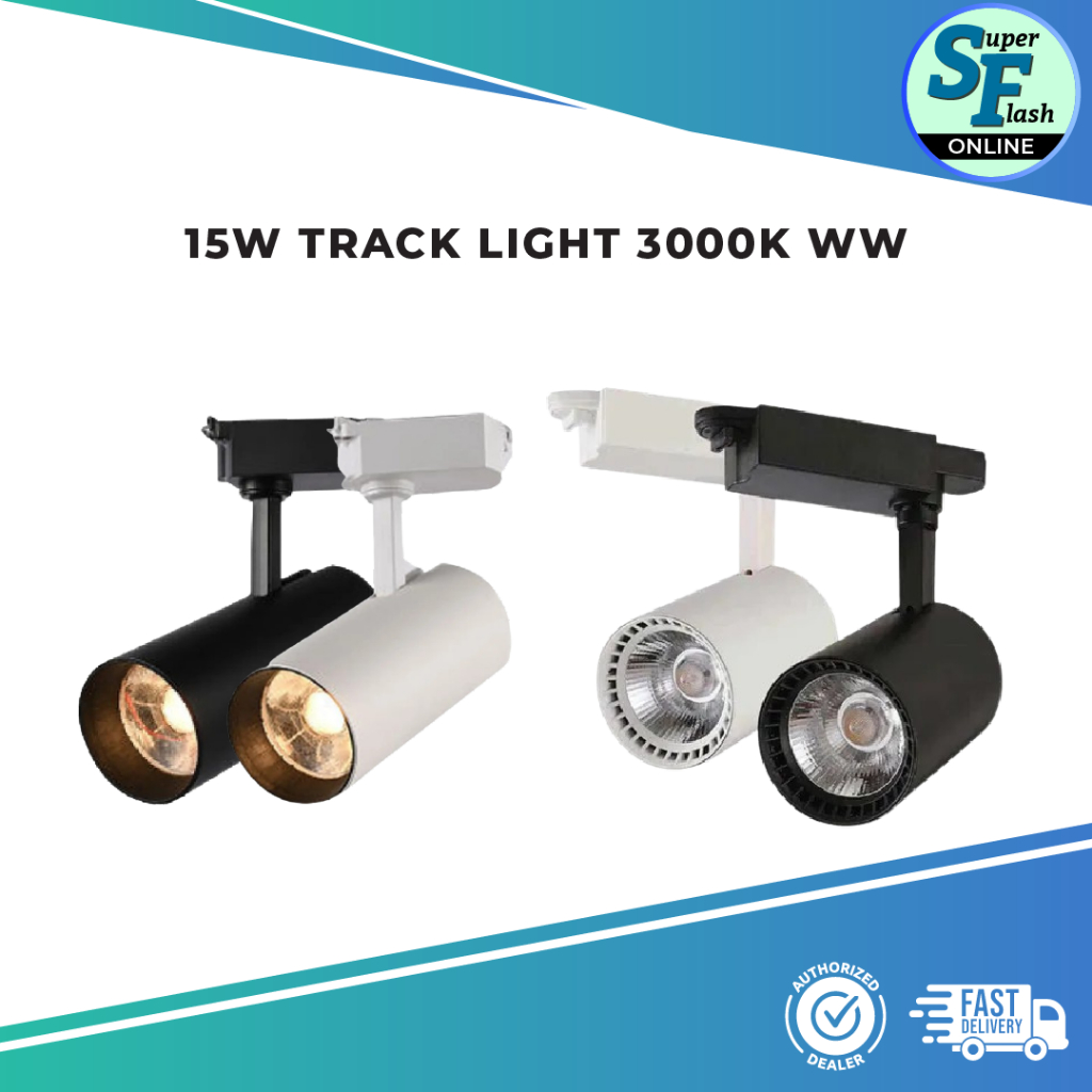 [High Quality] Track Light 12W / 15W || GU10 Spot Light Fitting (White ...