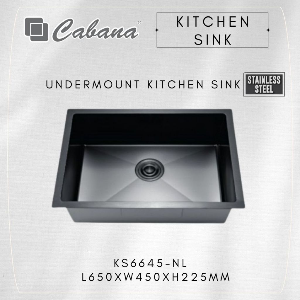 CABANA Undermount Kitchen Sink 650x450 Stainless Steel 304 Single Bowl ...