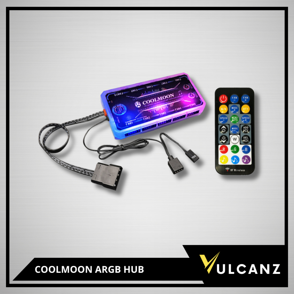 COOLMOON MUSIC ARGB CONTROLLER 6PIN ARGB FAN HUB WITH WIRELESS REMOTE ...