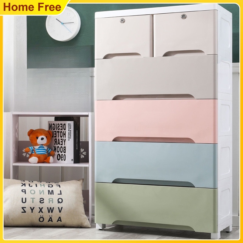 HF Macaron Drawer Cabient With Lock Almari Baju Large Capacity For Home ...