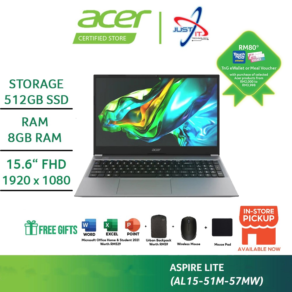ACER ASPIRE LITE 15 AL15-51M-57MW LAPTOP ( I5-1155G7 8GD4 512SSD / 15.6 ...