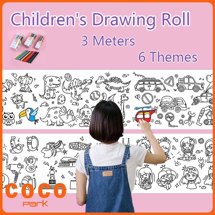 Children's Drawing Roll DIY Coloring Paper Roll Color Filling Paper ...