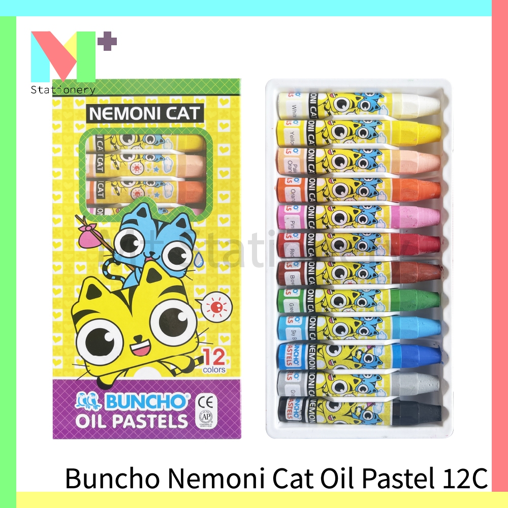 Buncho Nemoni Cat Oil Pastel Crayon 12 Color / Warna Crayon | Shopee ...