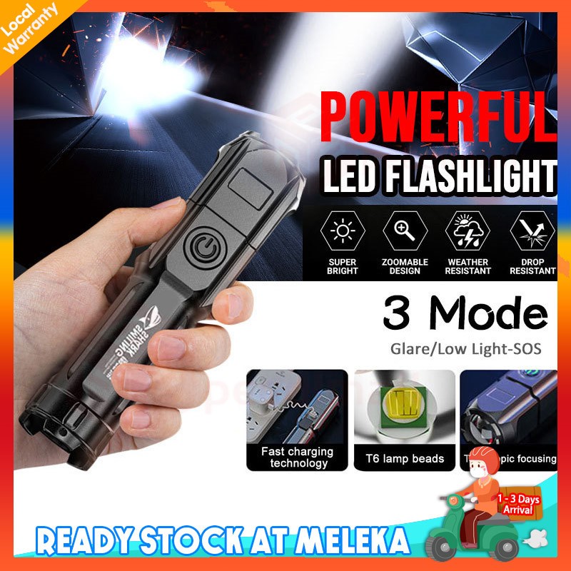Zoomable Torch Light ABS Strong Super Bright Light Focusing Flashlight ...