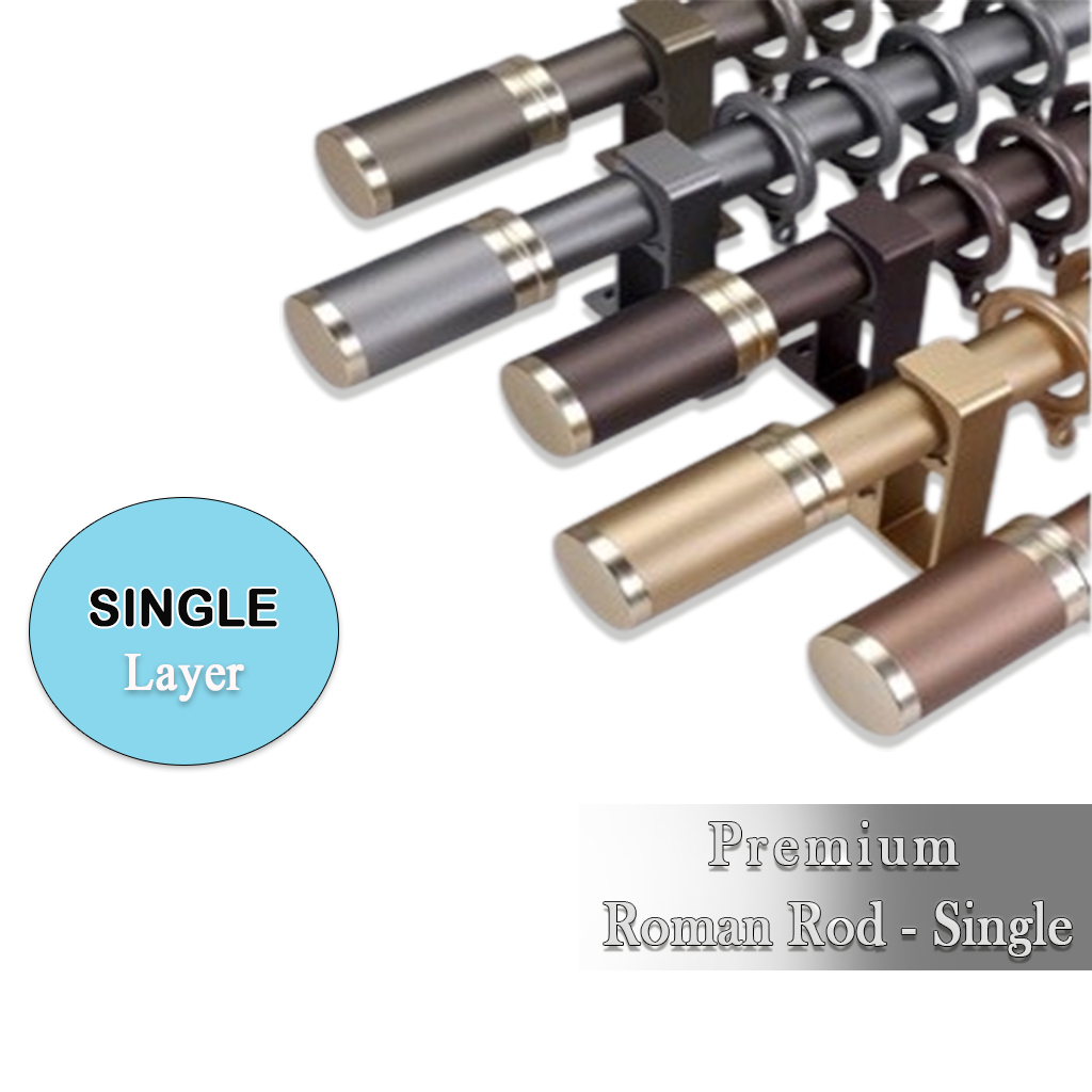 curtain rod (Single Full Set)/Batang Langsir/Size 28mm/Aluminium ...