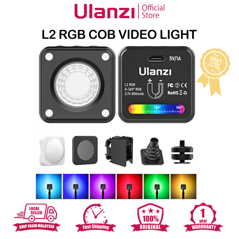 Ulanzi L2 Bi-Color/ L2 RGB Mini COB Video Camera Light Dimmable 360° Full Color Light with ...