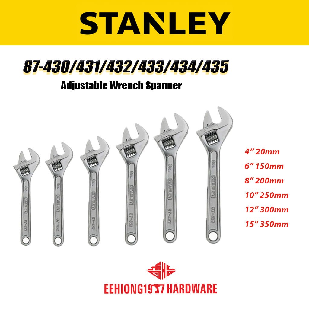 STANLEY 87-430 87-431 87-432 87-433 87-434 87-435 Chrome Plated Adjustable Wrench Spanner ...