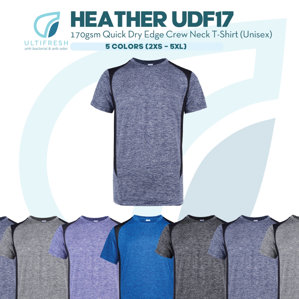 ULTIFRESH Microfiber Heather Edge Crew Neck T-Shirt Unisex 170gsm ...