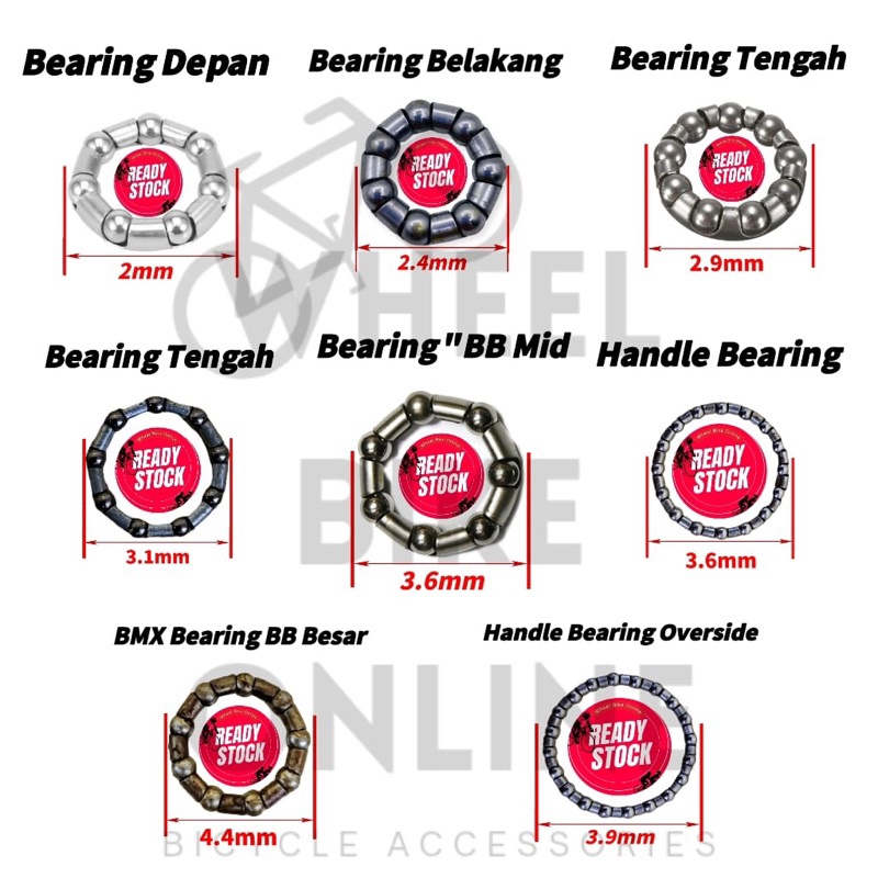 Bicycle Ball Bearing Basikal Headset / Rim Hub / Crank Bearing / Handle ...