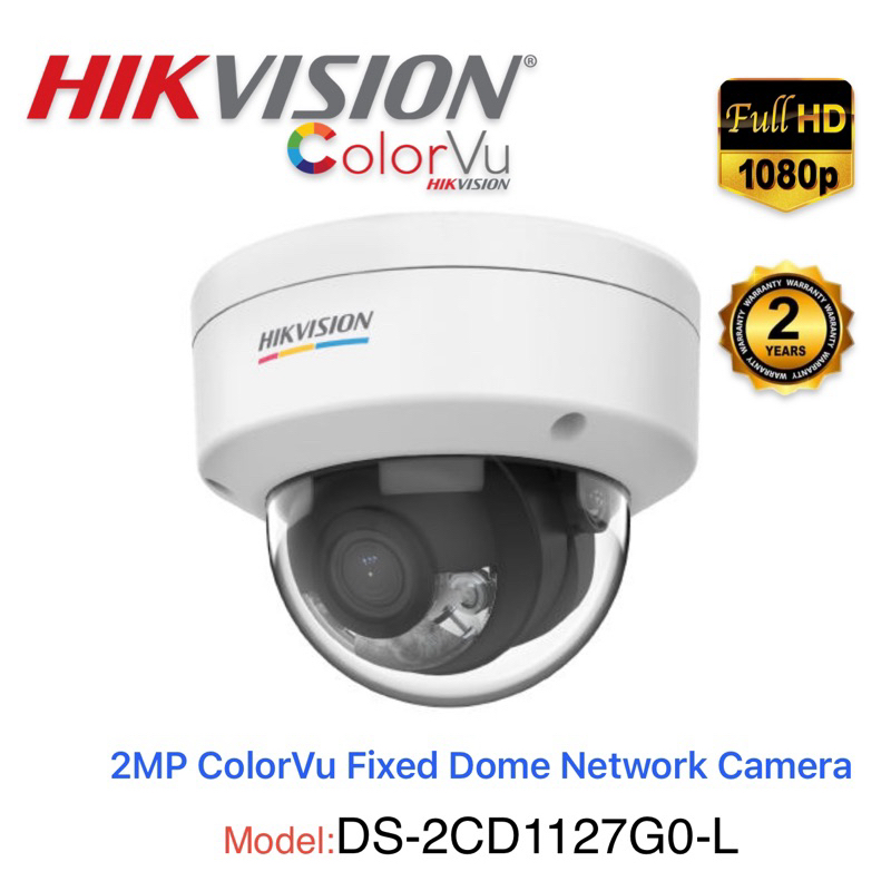 Hikvision 2MP DS-2CD1127G0-L 2MP ColorVu Fixed Dome Network Camera | Shopee Malaysia