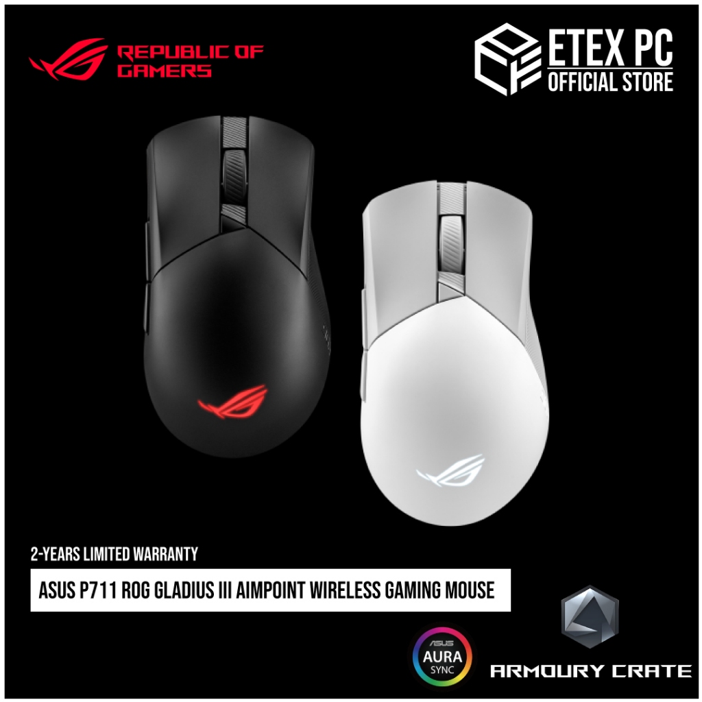ASUS P711 ROG Gladius III Aimpoint Wireless Gaming Mouse - Black / White | Shopee Malaysia