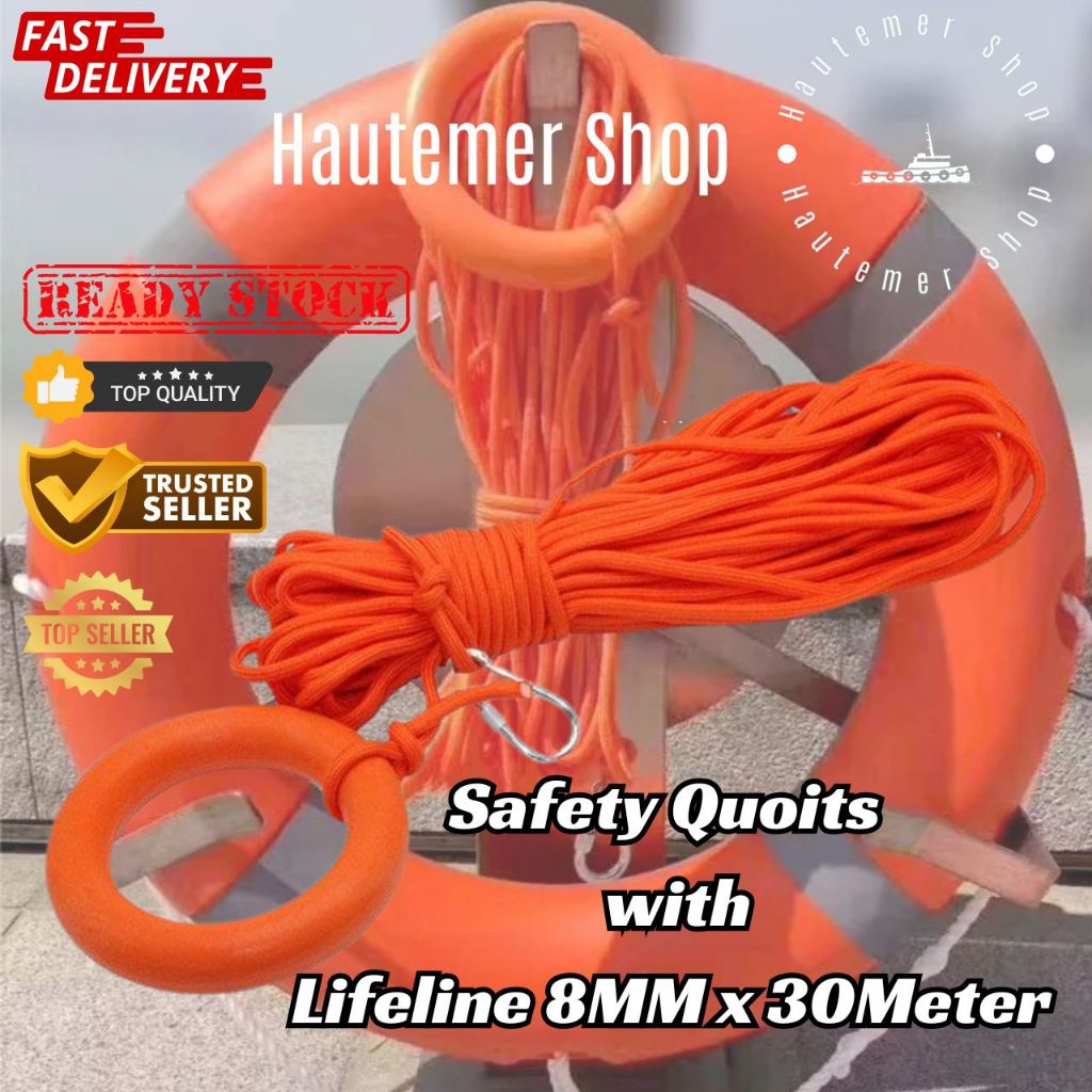 Marine Safety Quoits with Lifeline 8MM x 30 Meter (Set with M8 Medium ...