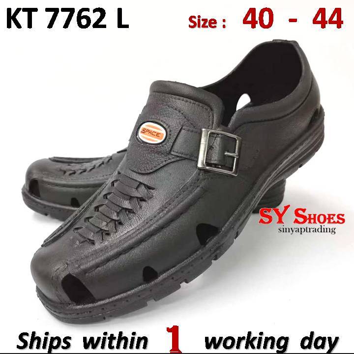 (SY Shoes) "SPACE" Adult (40-44) PVC Black Slip on Hole Shoes/Kasut ...