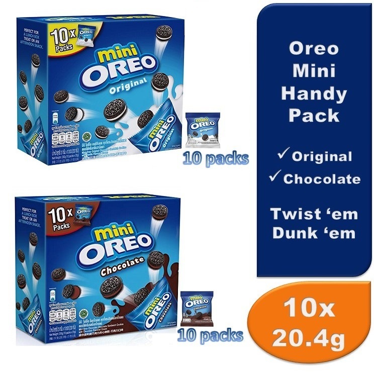 [1BOX] OREO MINI HANDY PACK 10X20.4G (CHOCOLATE / ORIGINAL) BISKUT KRIM ...