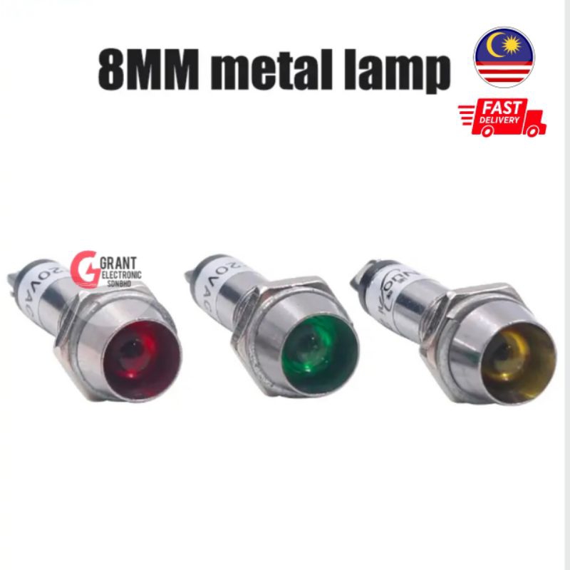 8mm Metal Signal indicator Light 12v 24v 240v Pilot Light Lamp | Shopee ...