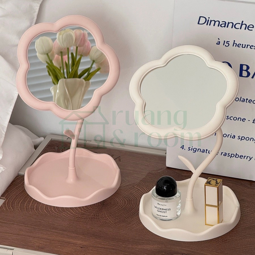 FLOWER Makeup Mirror Stand Makeup Storage Rack | Cermin Solek Bunga ...