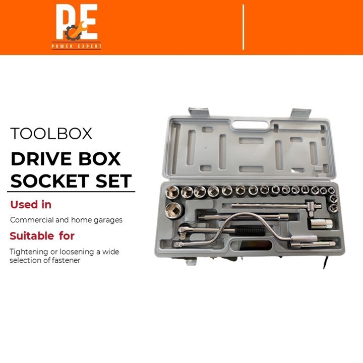 DRIVE BOX SOCKET SET HEAVY DUTY 24PCS 1/2" RATCHET WRENCH TOOL SET ...