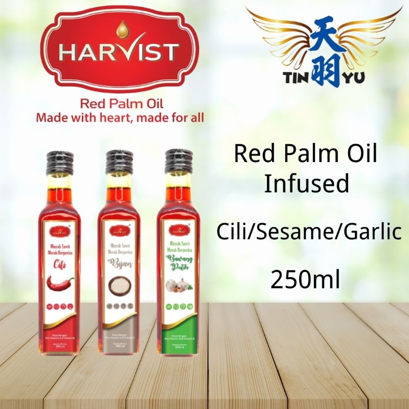 【HARVIST】Red Palm Oil Infused Cili / Sesame / Garlic 250ml | Shopee Malaysia