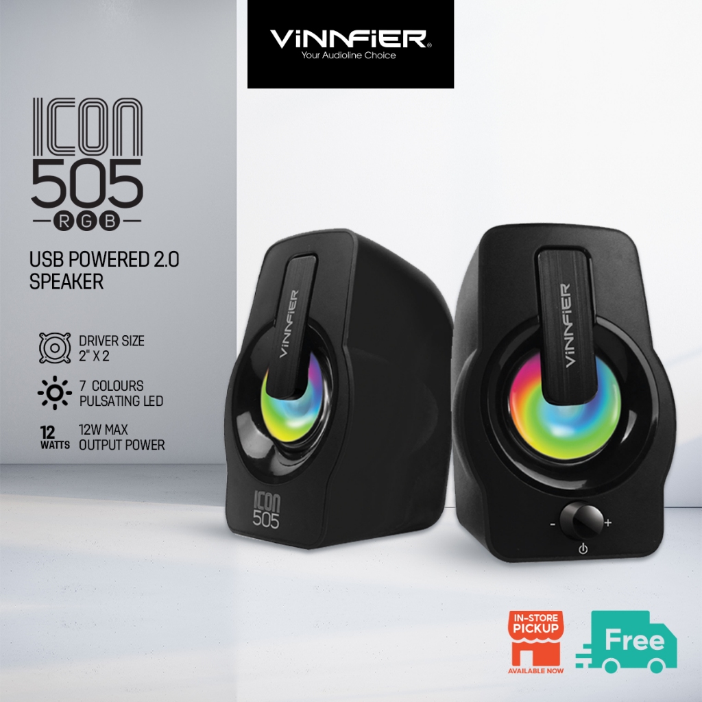 Vinnfier Icon 505 RGB USB Portable Speaker 2.0 with LED Lights For PC ...