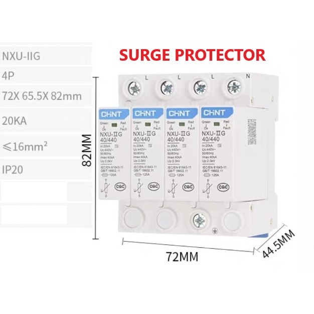 CHINT 3P+N 20KA 440V SURGE PROTECTOR (4 POLE) | Shopee Malaysia