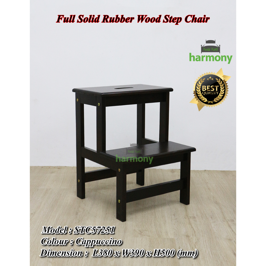 Harmony Rubber Wood Step Chair / Ladder Stool / Kerusi Bertangga ...