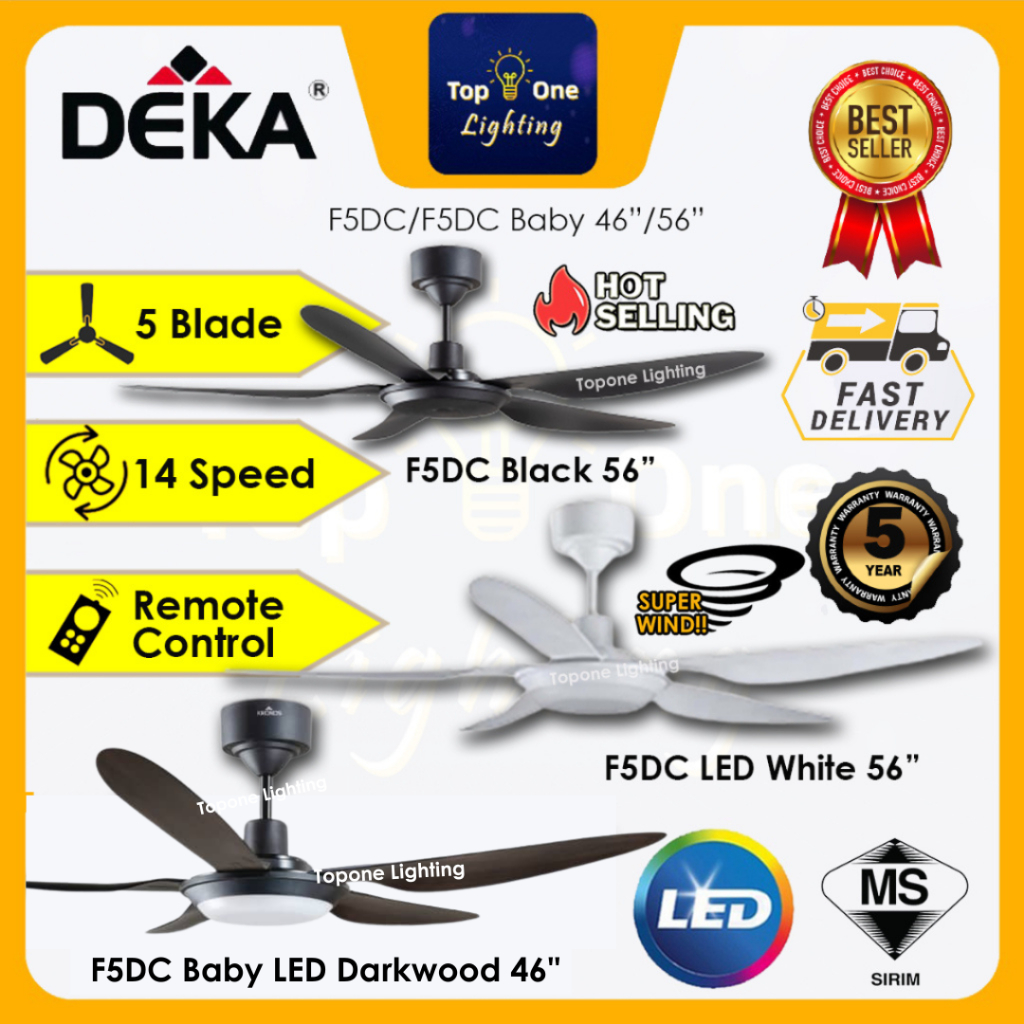 🔥FREE Shipping🔥DEKA KRONOS F5DC 56" Baby Fan 46" 5 Blade DC Motor ...