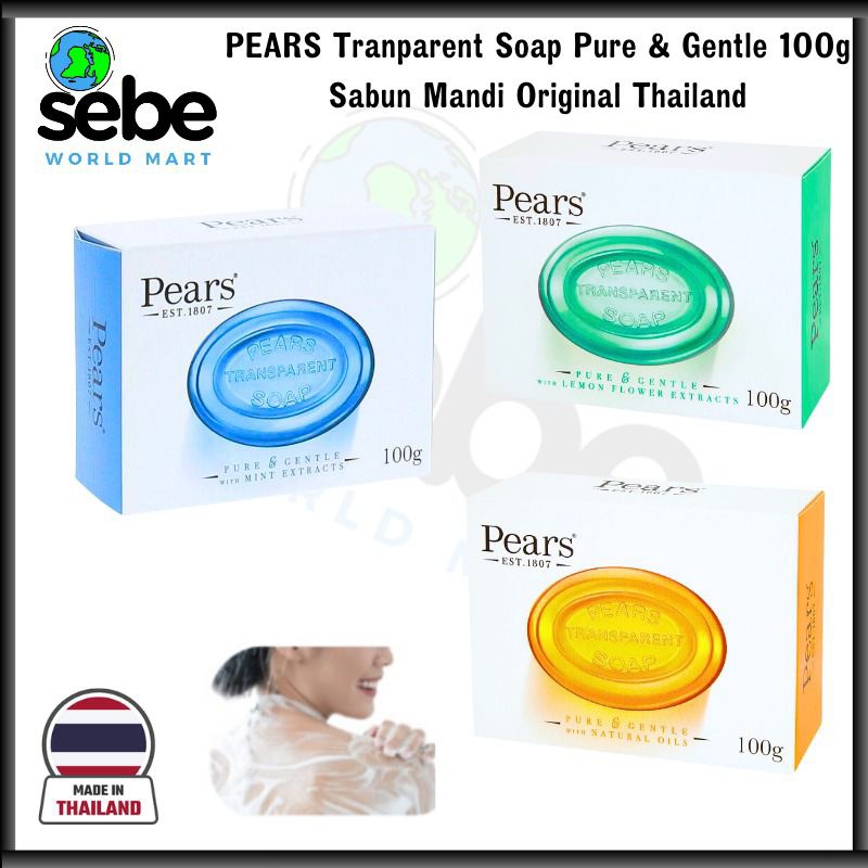 PEARS Tranparent Soap Pure & Gentle 100g Sabun Mandi Original Thailand ...