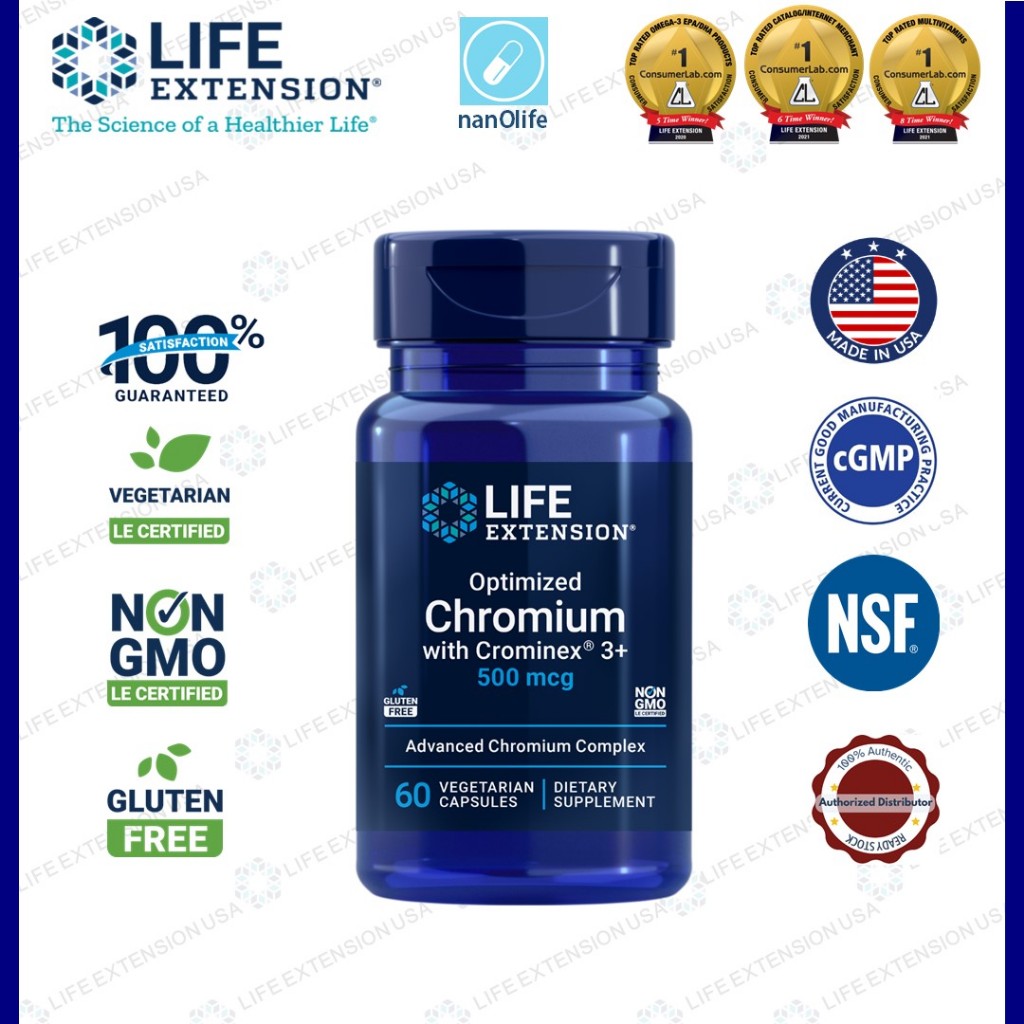 [Life Extension] Optimized Chromium with Crominex® 3+, EXP: 04/27, 500 ...