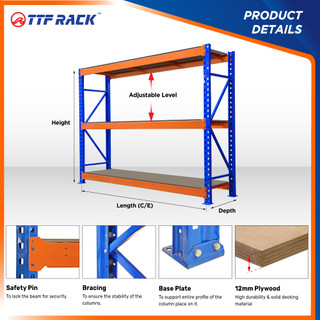 TTF Rack™️ H240cm Heavy Duty Shelving Rack Plywood Storage Rack ...