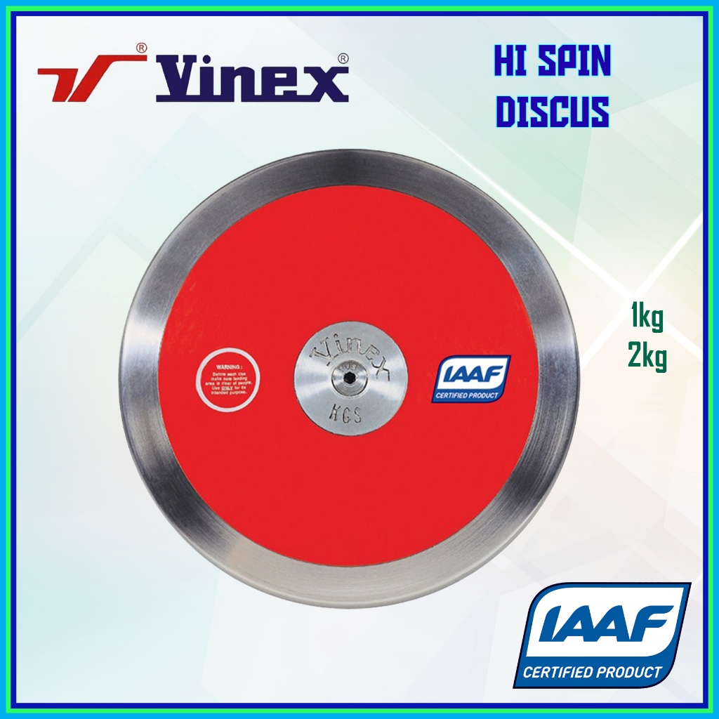 *WORLD ATHLETICS CERTIFIED* Vinex High Spin Discus Lempar Cakera 1kg ...