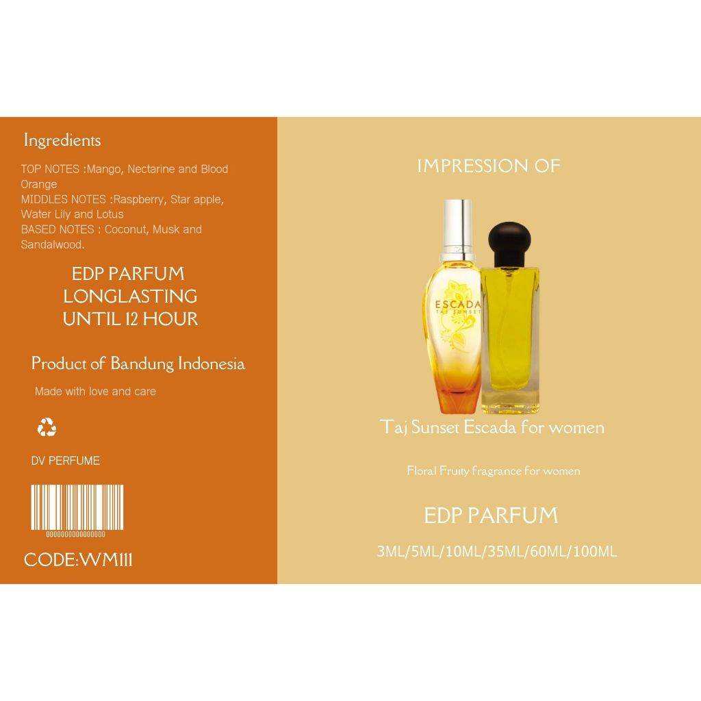 DV PERFUME WM111 TAJ SUNSET | Shopee Malaysia