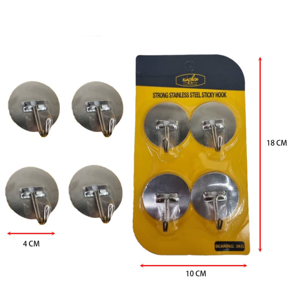 XINCHEN STAINLESS STEEL STICKY HOOK ( 4PCS) | Shopee Malaysia