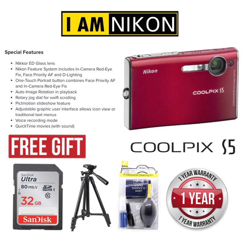 NIKON COOLPIX S5 ULTRACOMPACT DIGITAL CAMERA METAL BODY (1 YEARS ...