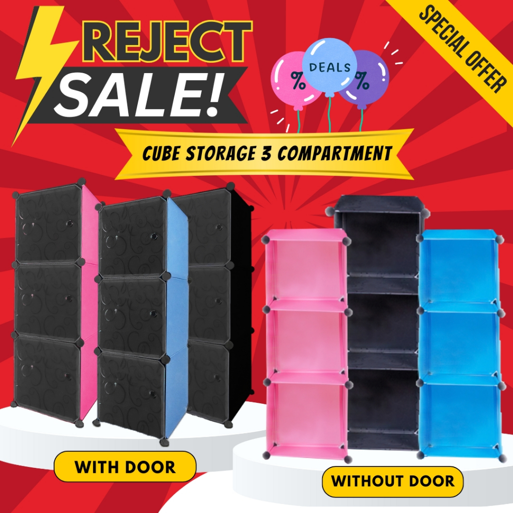 (Reject Stock) 3-Cube Stackable Cube Storage Cabinet With / Without ...