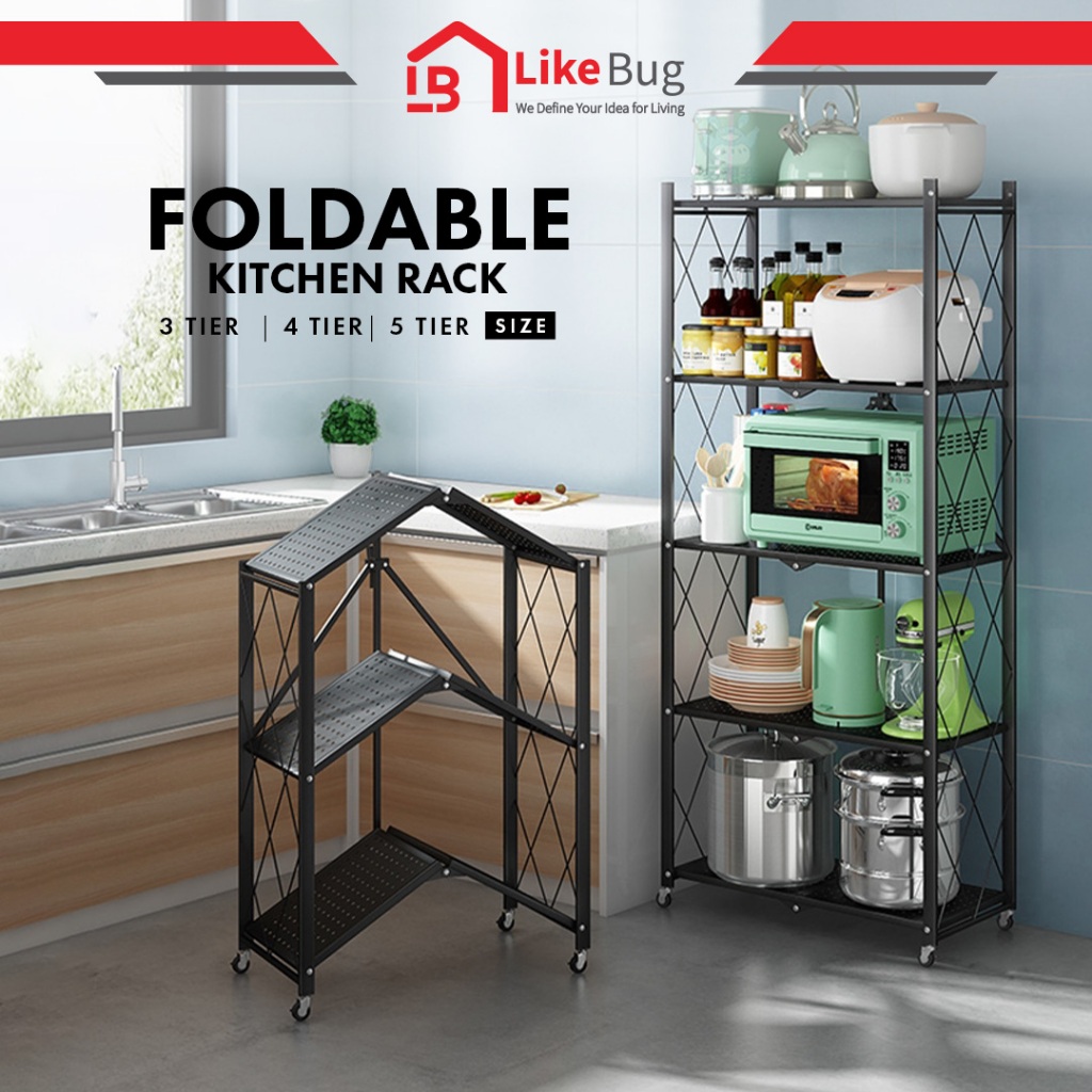⚡️LIKE BUG⚡️Espacio Rak Dapur/ Foldable Storage Rack With Wheels ...