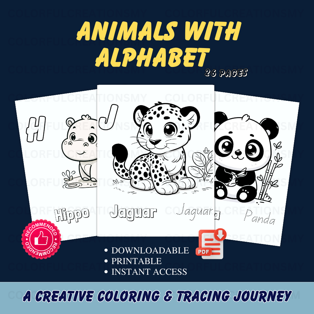 [PDF] Animal Alphabet Coloring Pages| Coloring & Tracing for Kids ...