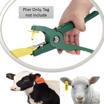 Universal Cattle Animal Ear Tag Pliers Green Puncher Tagger with Spare ...