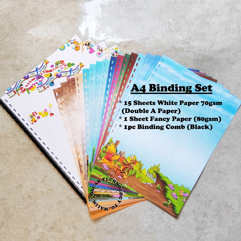 A4 Binding Set - 16s Binding Paper With Plactic Comb * Buku Folio ...