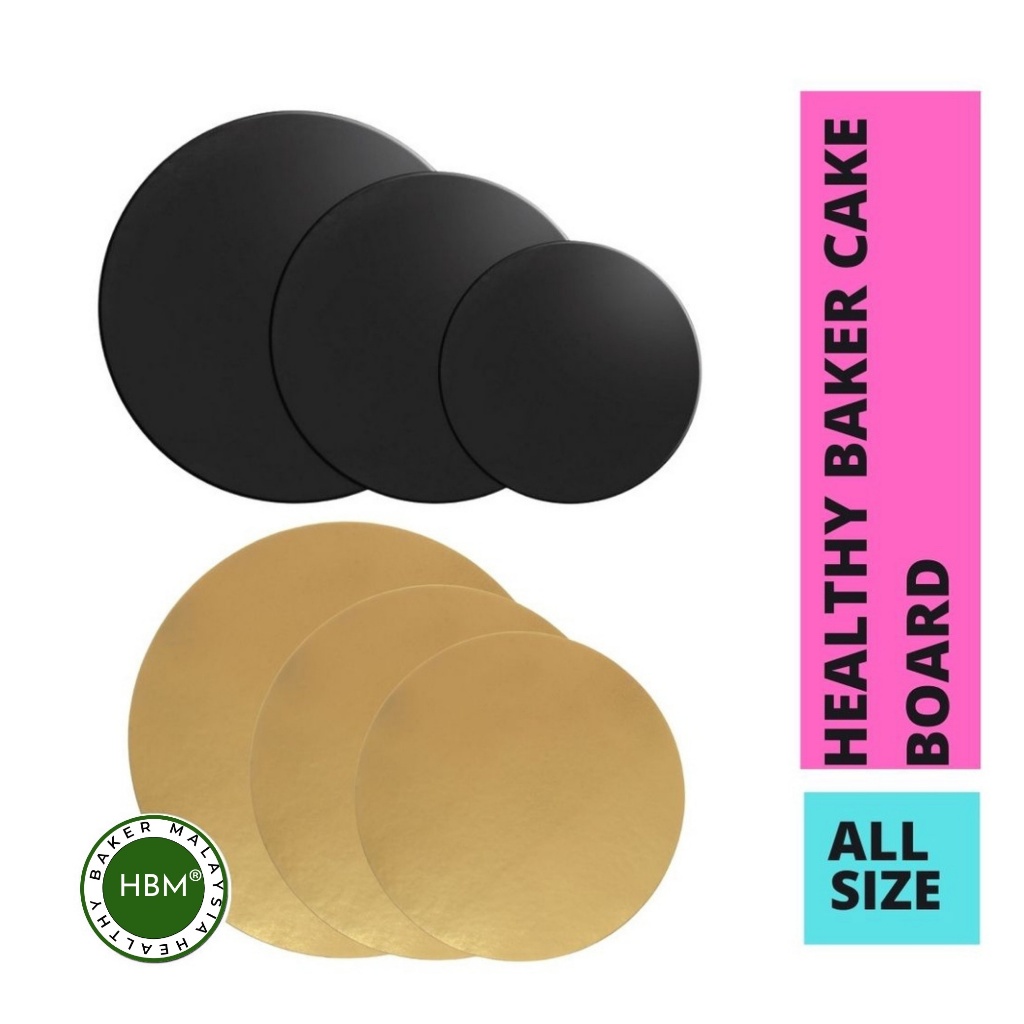 Cake Board Round Gold, Black Matte, Shine Random / Papan Kek Bulat Emas ...