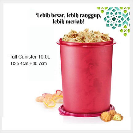 [TUPPERWARE BRANDS] Tall Canister Red 10L | bekas besar | air tight ...