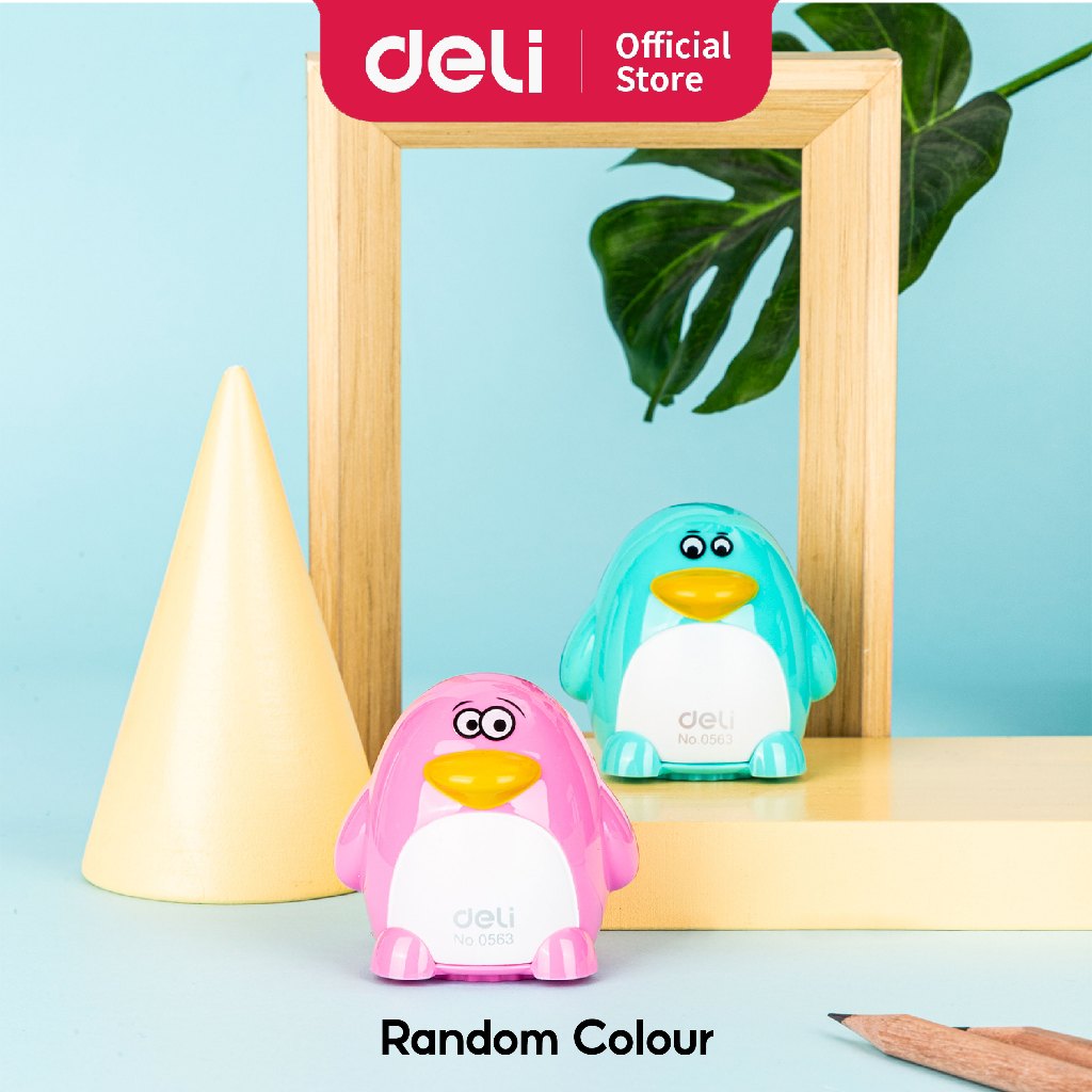 Deli Cute Pencil Sharpener Penguin Twin Hole With Bin Pengasah Pensil ...