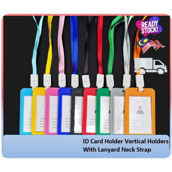 Employee Work Badge ID Card Holder Vertical Holders With Lanyard Neck ...