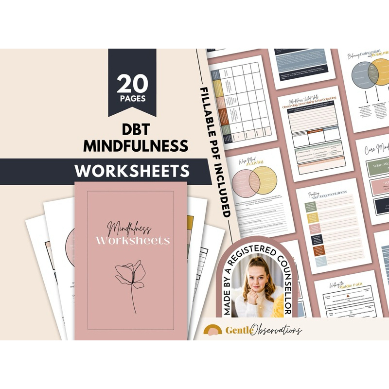 DBT Mindfulness Worksheets, DBT Skills, DBT Workbook, Wise Mind, DBT ...