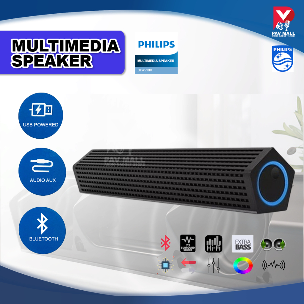 Philips Speaker Bluetooth Desktop Spiker | Home Audio Wireless Stereo ...