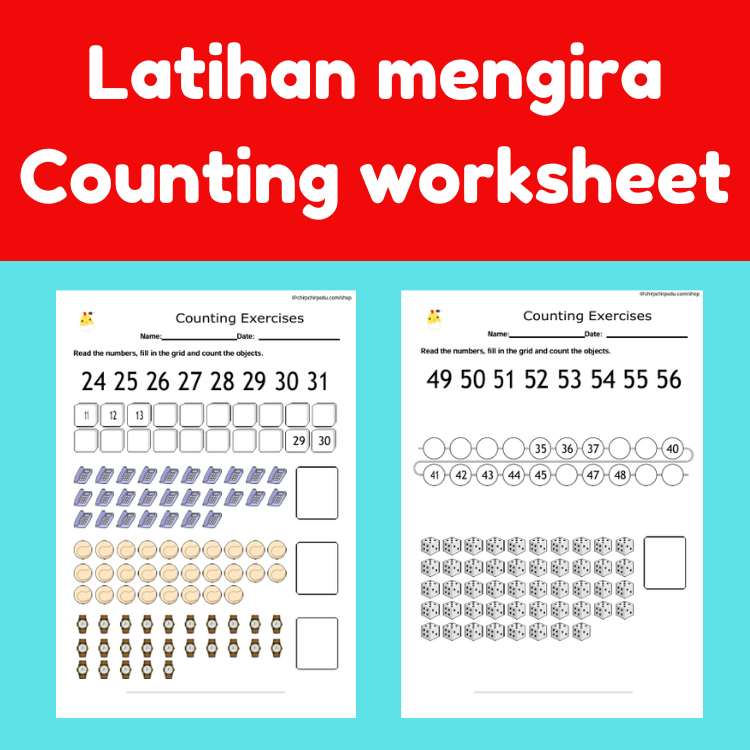 [52] Latihan mengira untuk prasekolah | Counting worksheet | Shopee ...