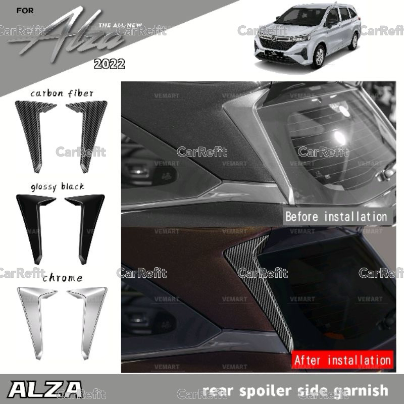 CarRefit Perodua Alza New facelift 2022 Car Rear Spoiler side garnish ...