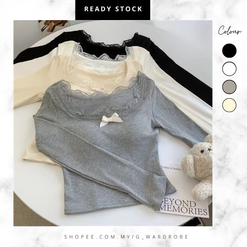 【Ready Stock】Sweet French women's lace inner slim-fitting short long ...