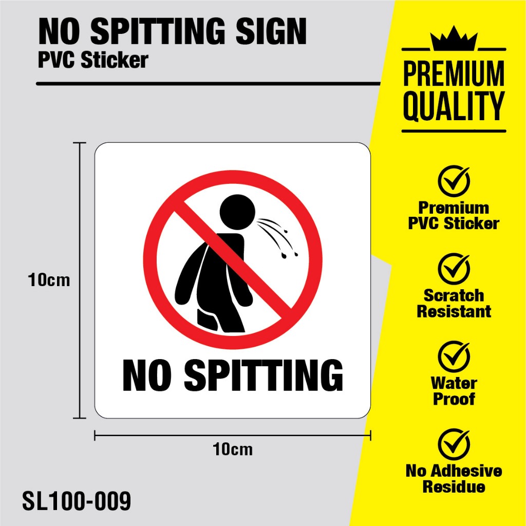 Signage for No Spitting / Dilarang Meludah (10cm x 10cm) | Shopee Malaysia